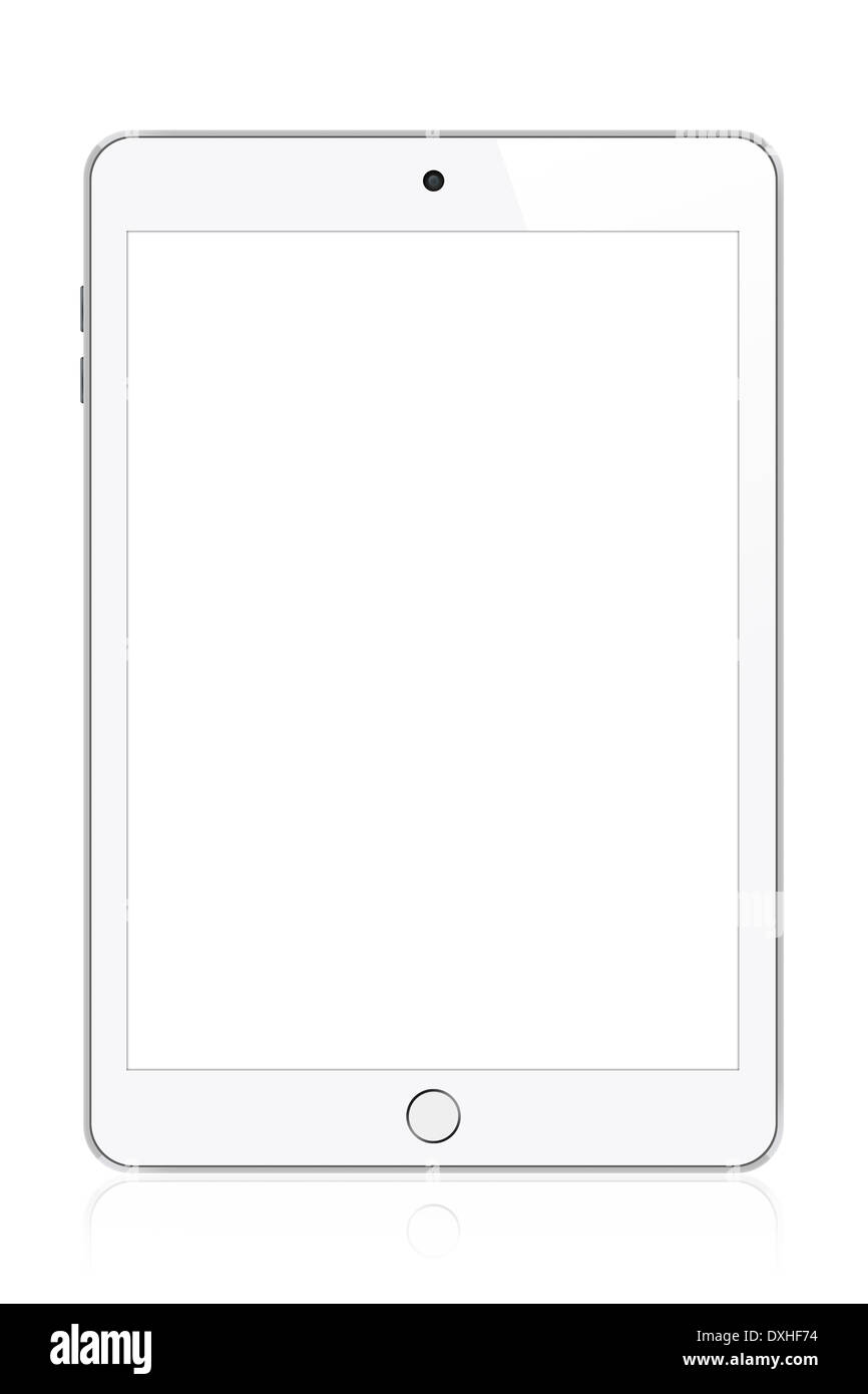 White modern tablet illustration. Perfectly detailed. Isolated on white ...