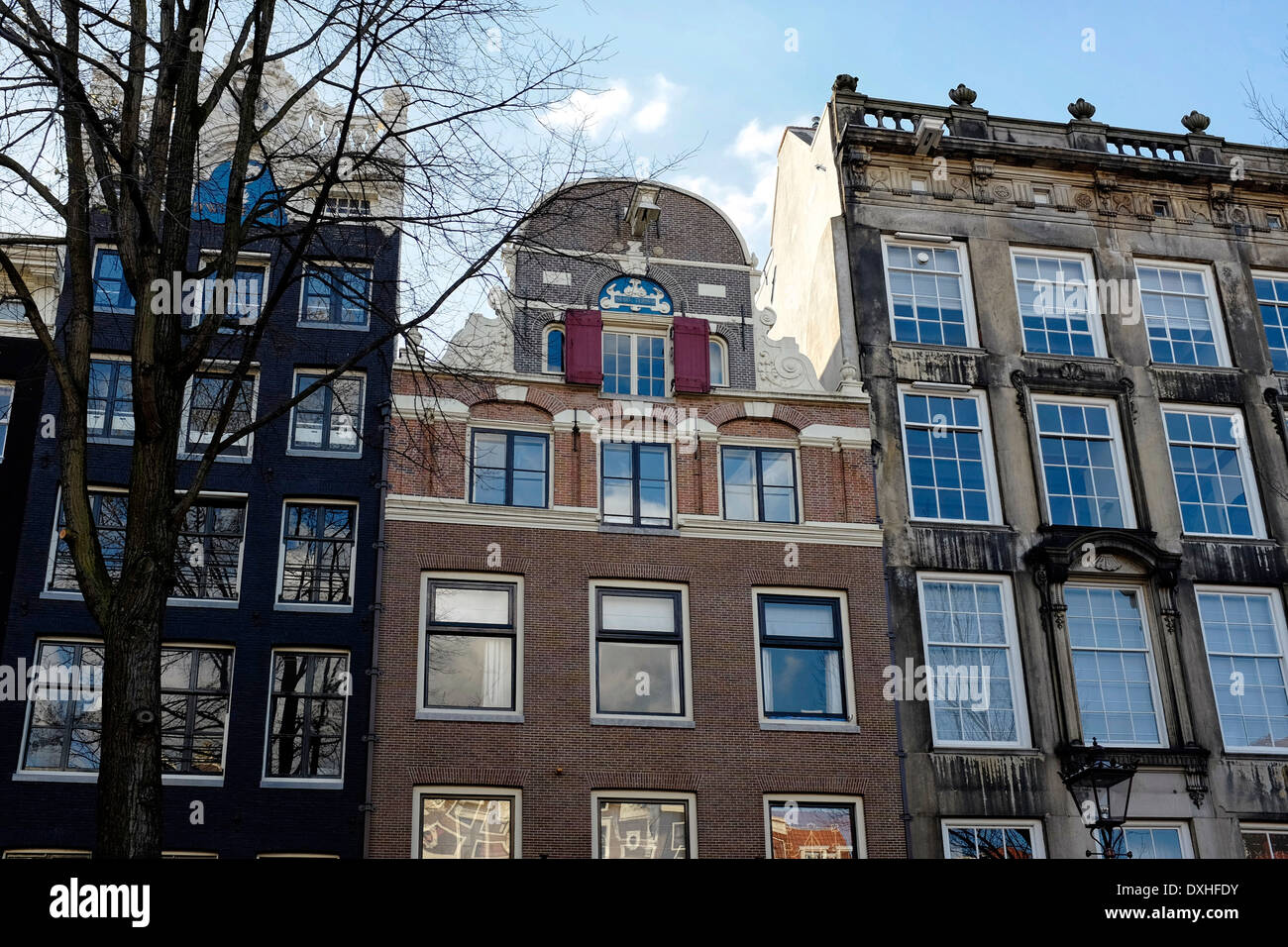 Building in Amsterdam seen from a canal boat cruise, Amsterdam, Holland ...