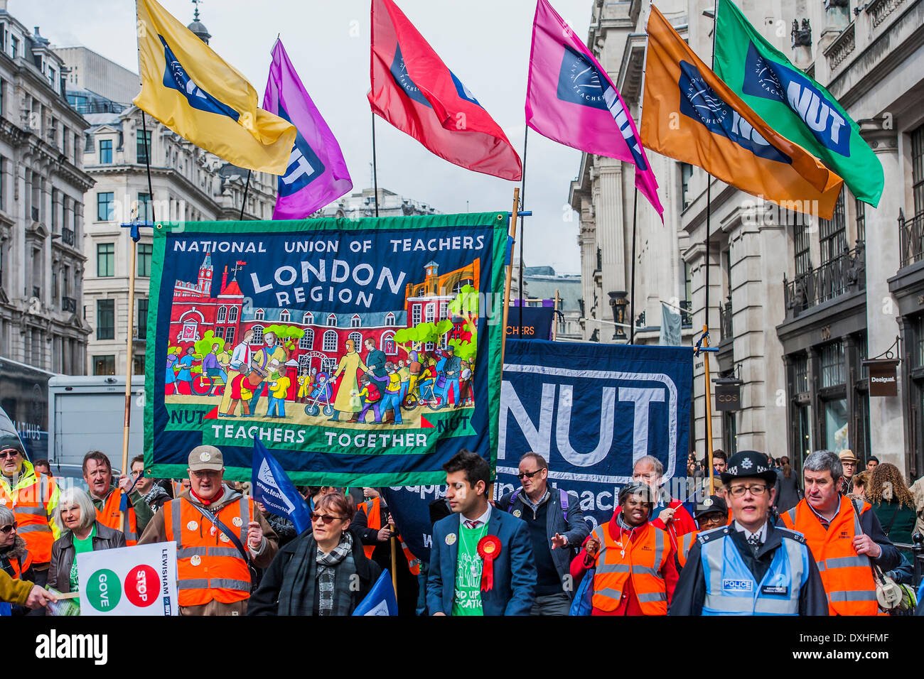 London, UK . 26th Mar, 2014. The NUT leads a national strike action in ...