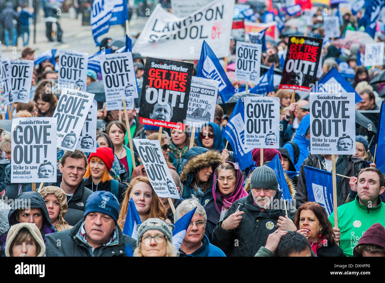London, UK . 26th Mar, 2014. The NUT leads a national strike action in ...