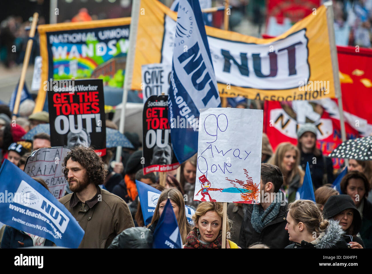 London, UK . 26th Mar, 2014. The NUT leads a national strike action in ...