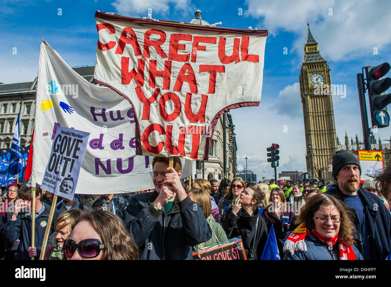 London, UK . 26th Mar, 2014. The NUT leads a national strike action in ...