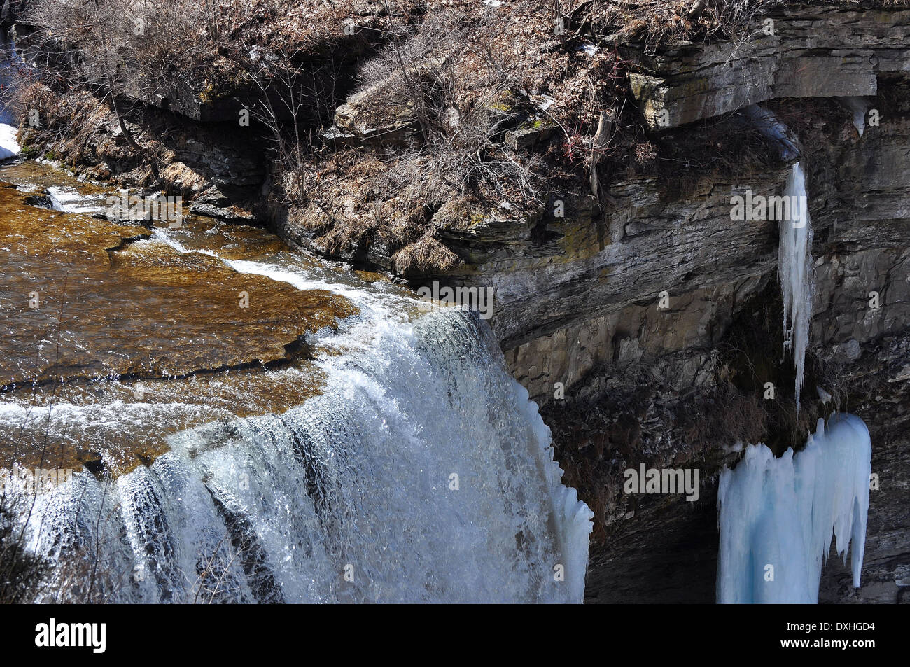 Waterfalls With Ice Stock Photo - Alamy