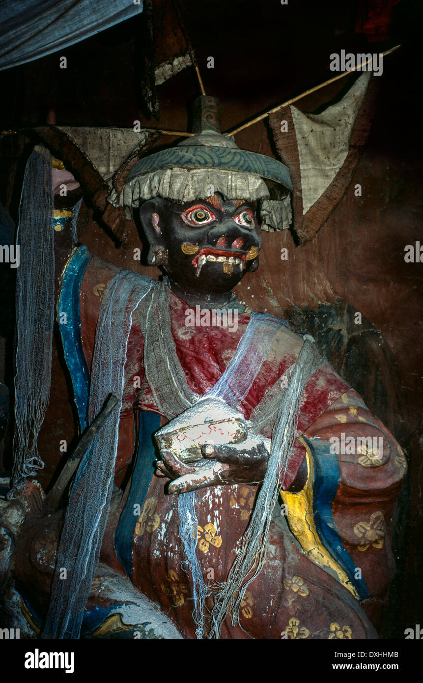 Ladakh Alchi monastery painted plaster statue black face ceremonial ...