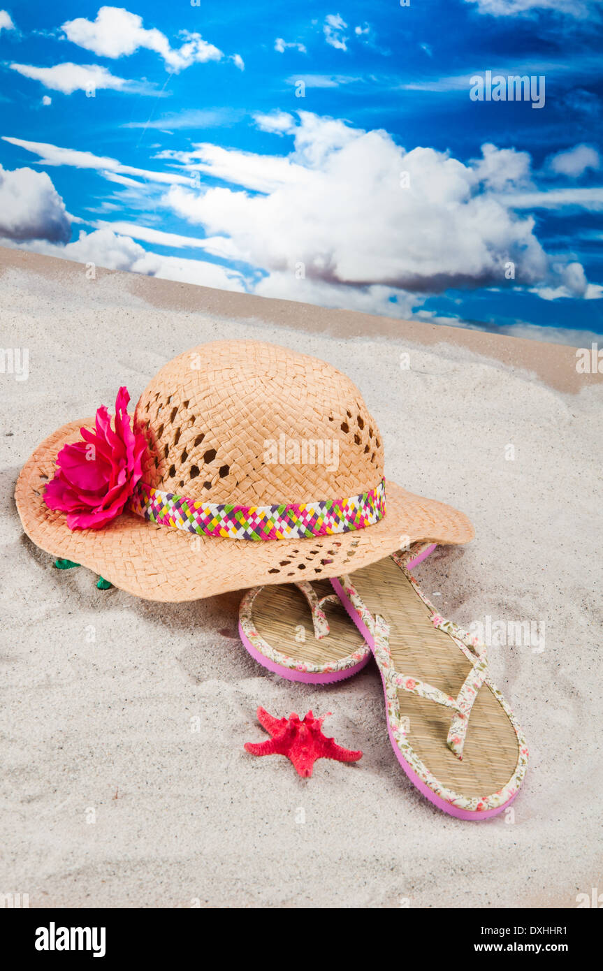 Decorative summer composition with hard light, vivid colors Stock Photo ...