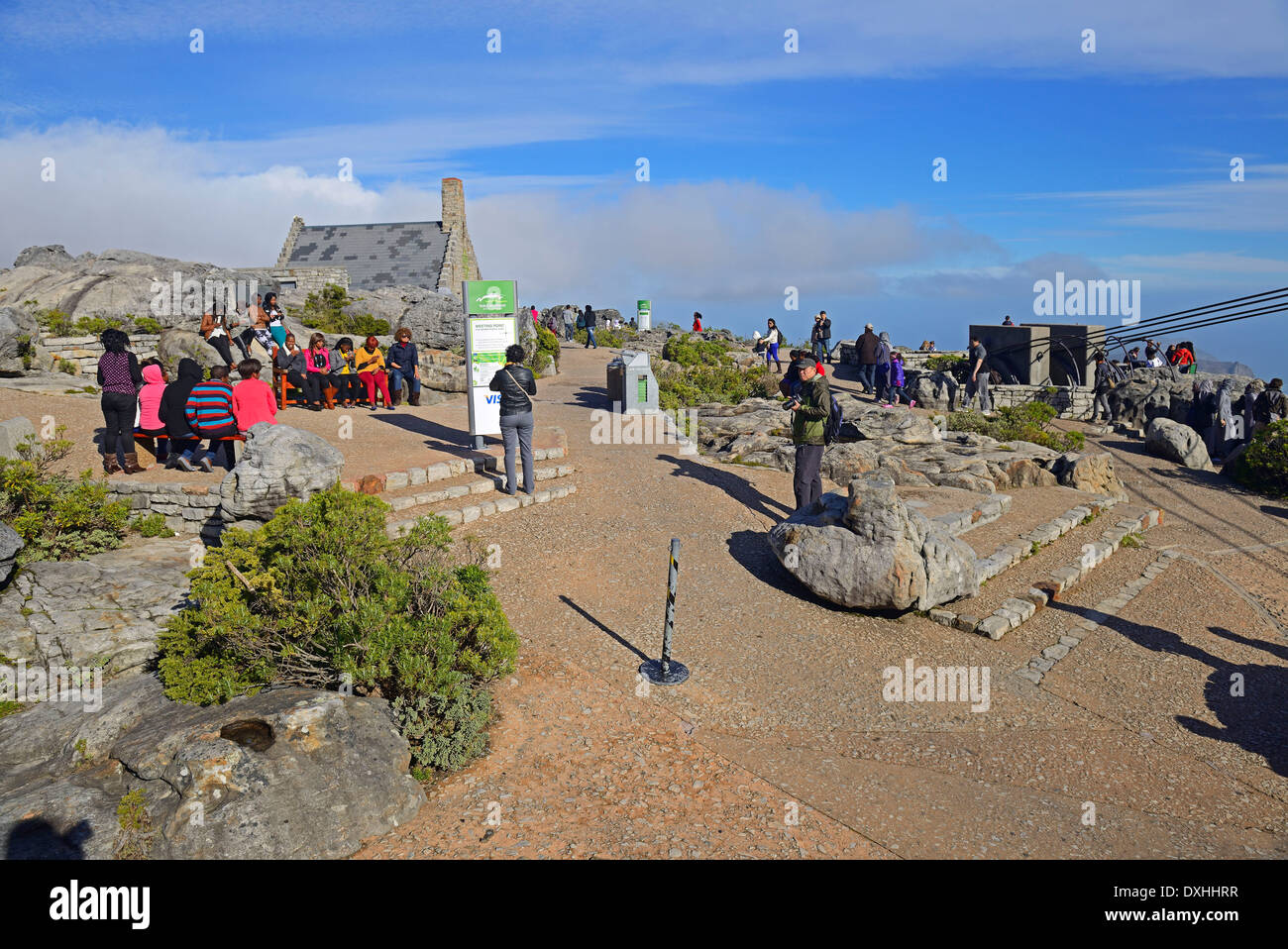 Visitors looking from Table Mountain on Cape Town, Western Cape, South ...