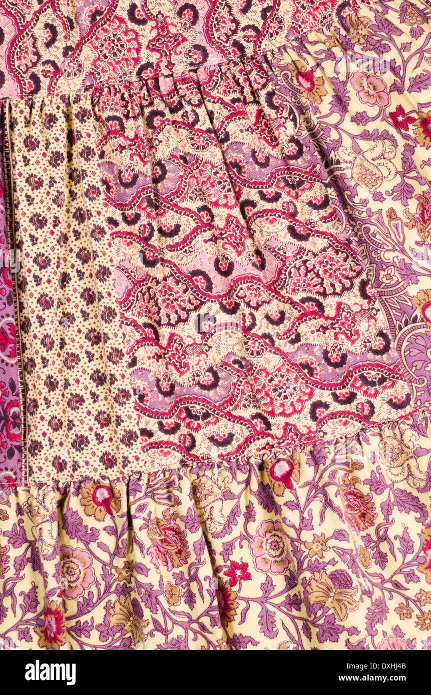 Cotton fabric with a complex pattern of abstract shapes Stock Photo - Alamy