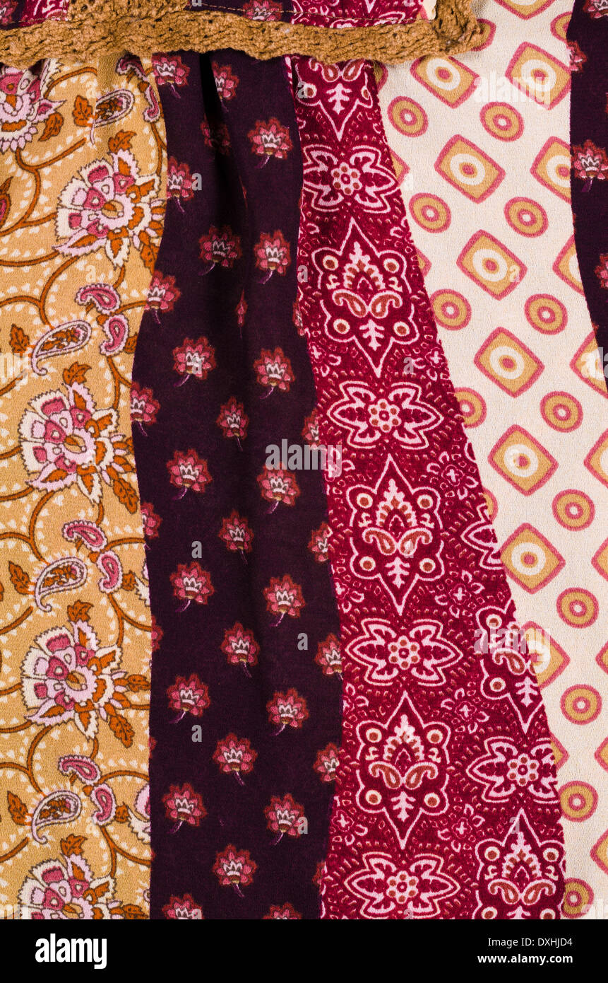 Hippie style cotton fabric with lots of different patterns Stock Photo ...