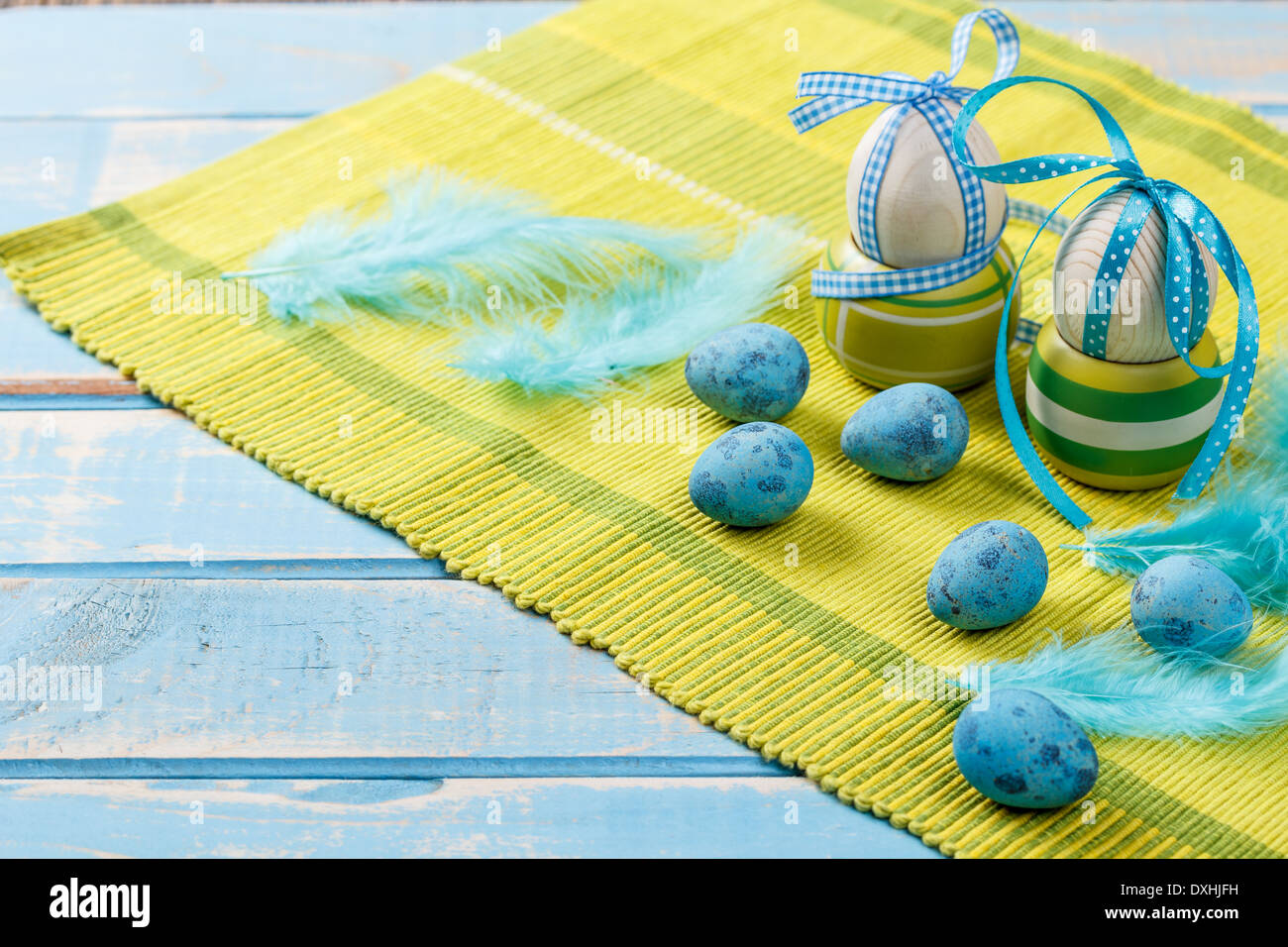 Blue easter eggs ribbon hi-res stock photography and images - Alamy