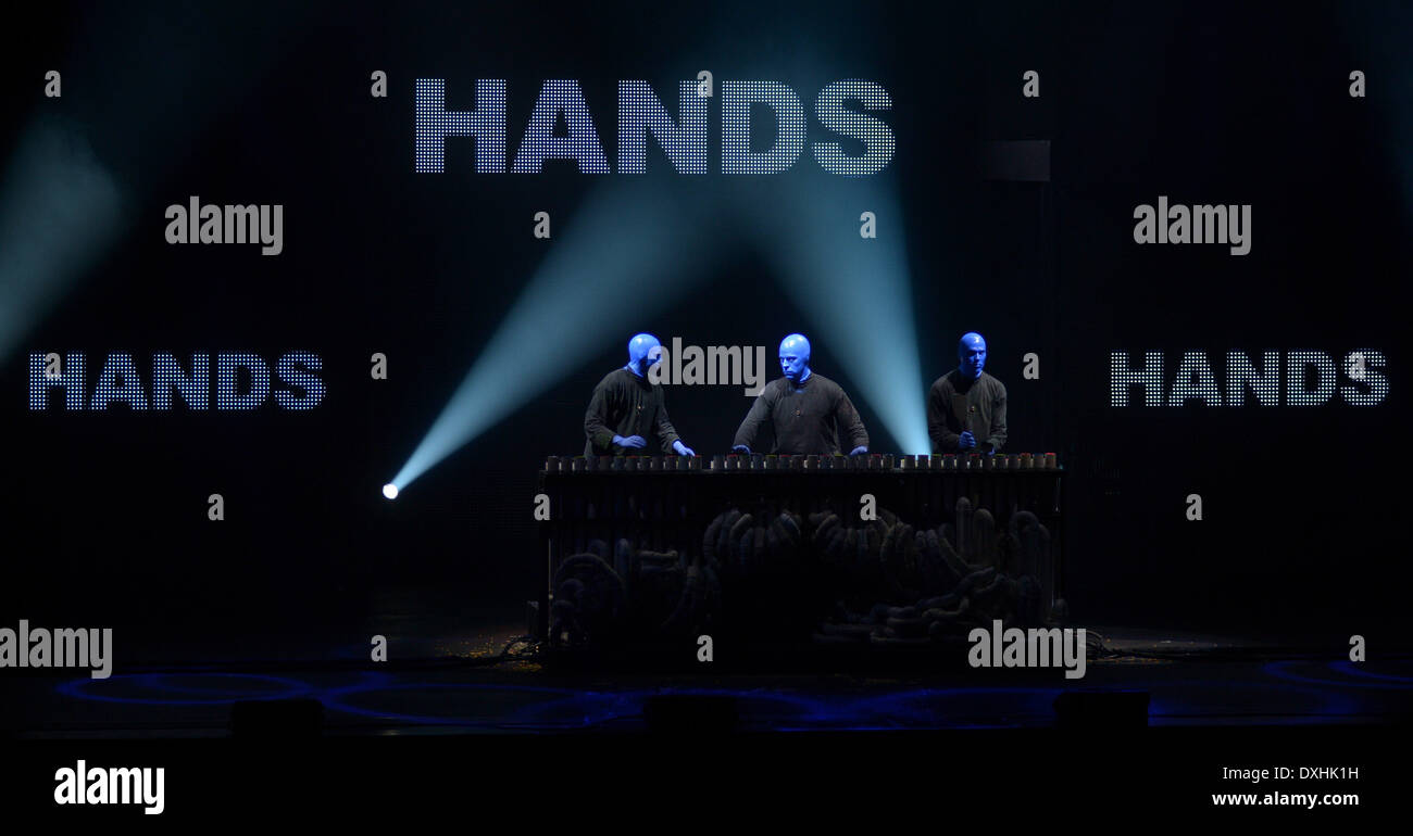 Vancouver, Canada. 25th Mar, 2014. The Blue Man Group performs during ...