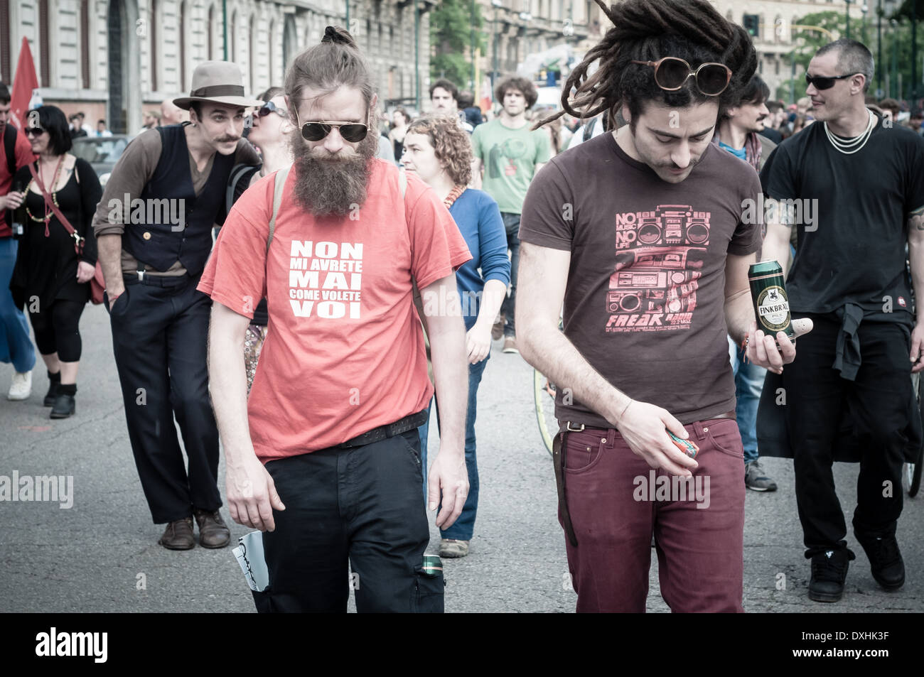 MILAN ITALY - MAY 1: labor day held in Milan on May 1 2013. Every year ...