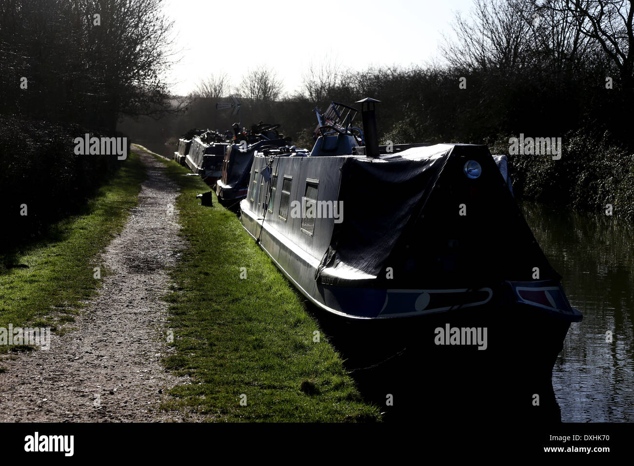 Canal boats / barges and tow path Stock Photo - Alamy