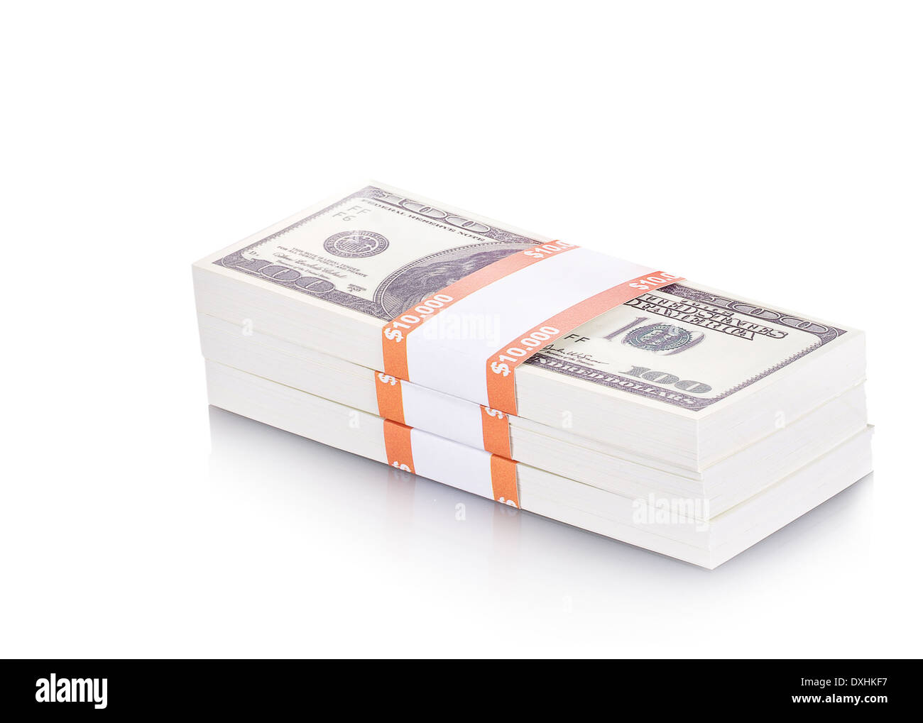 stack of dollars isolated on a white background Stock Photo - Alamy