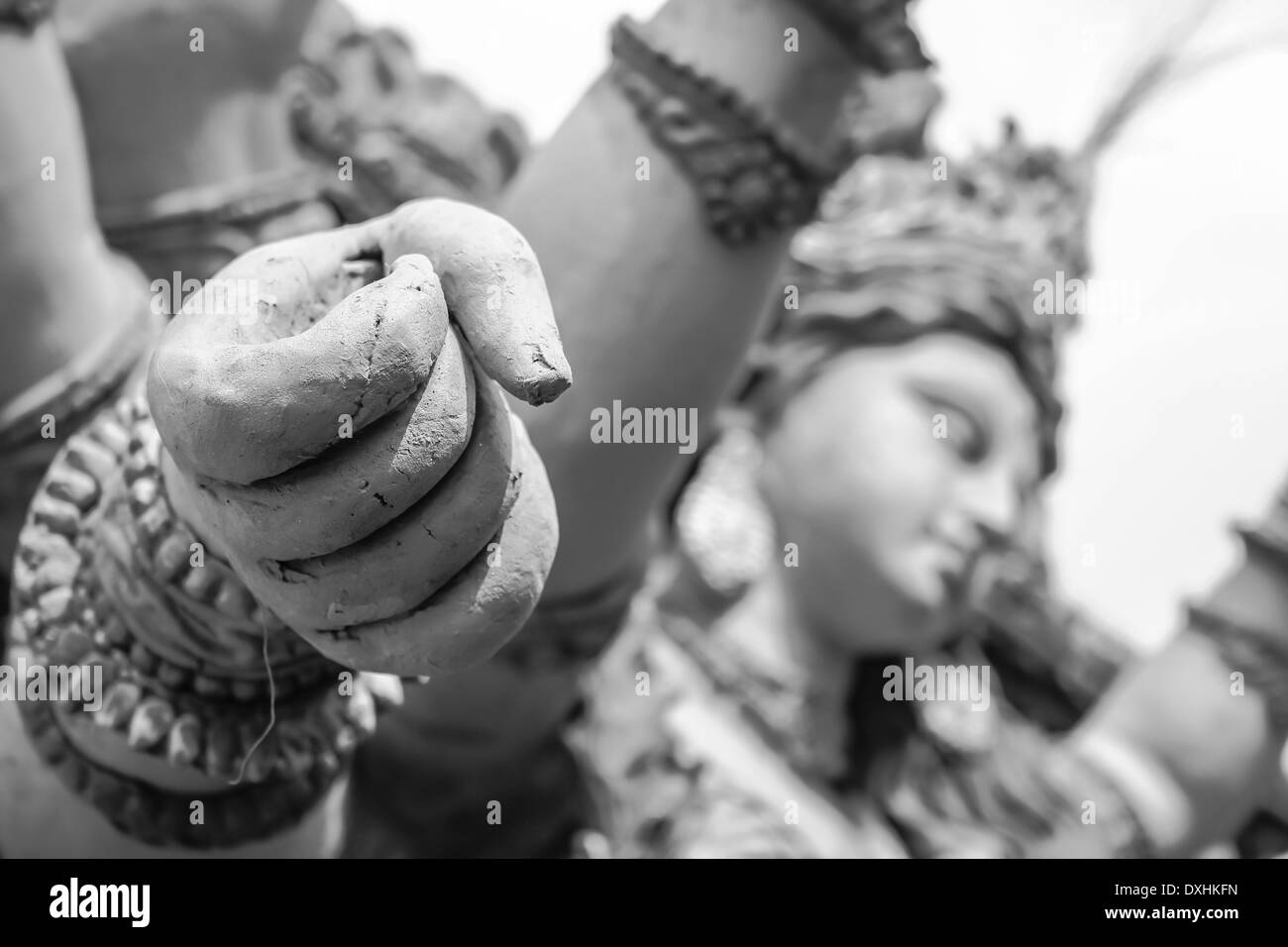 Goddess durga statue festival Black and White Stock Photos & Images - Alamy