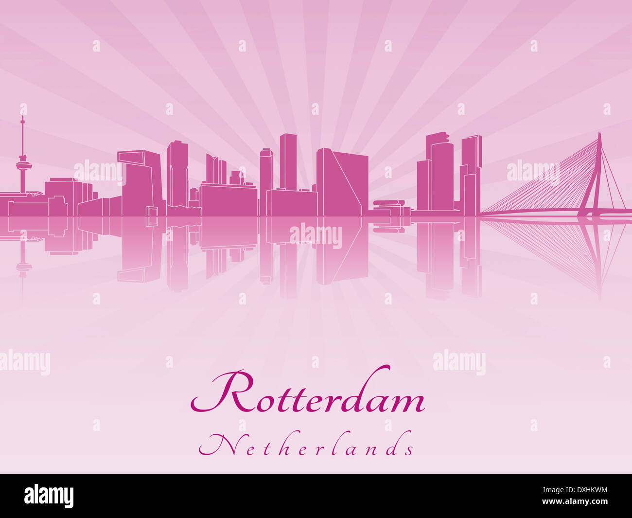 Rotterdam skyline in purple radiant Stock Photo - Alamy