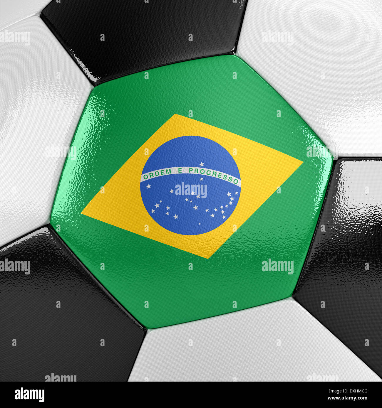 Soccer ball with the Brazilian flag on it Stock Photo - Alamy