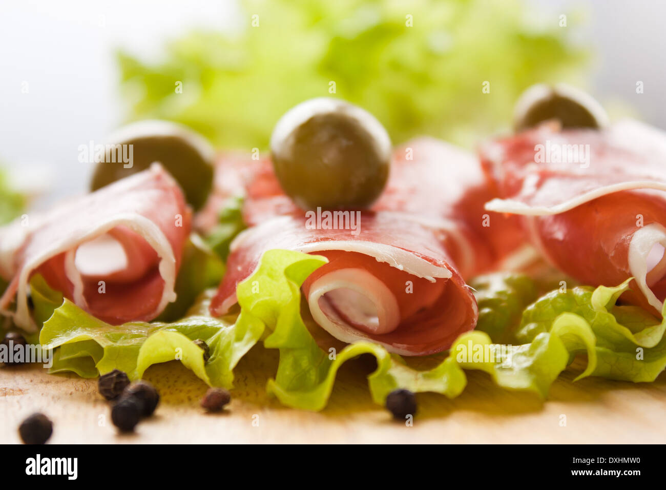 Cured meat. Cold cuts ham Stock Photo - Alamy