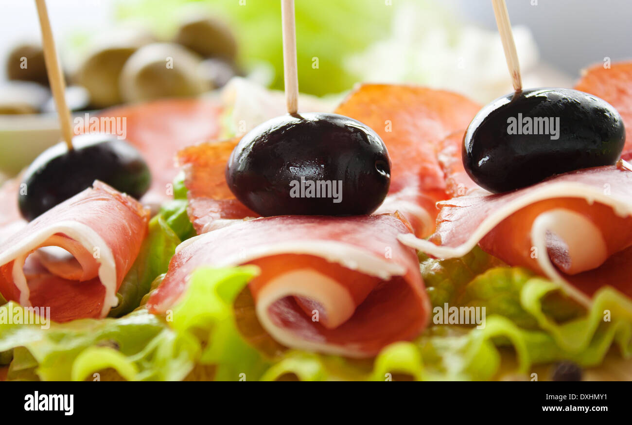 Cured meat. Cold cuts ham Stock Photo - Alamy