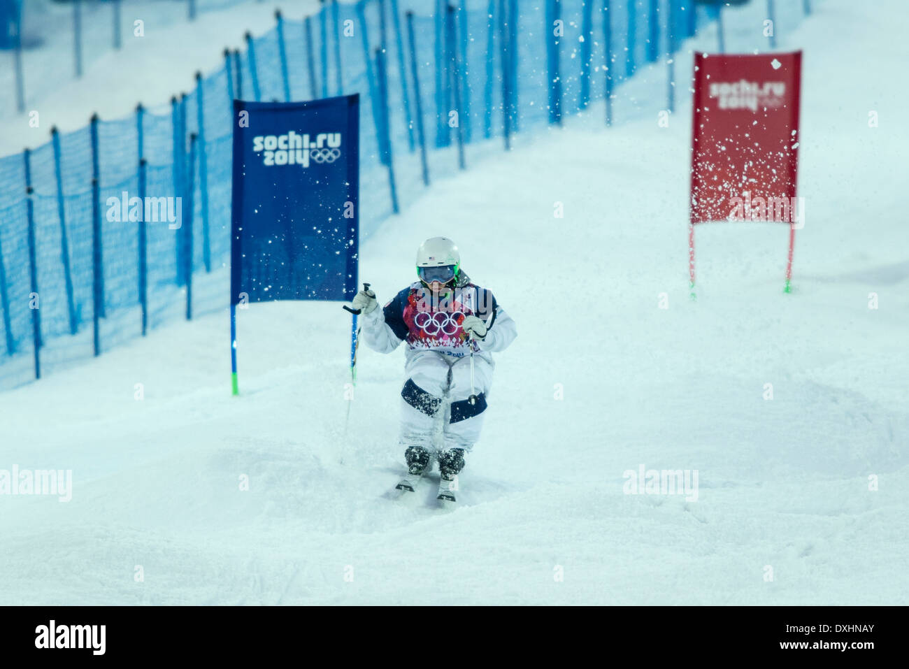 Patrick Deneen (USA) freestyle skier competing in Men's Moguls at the ...