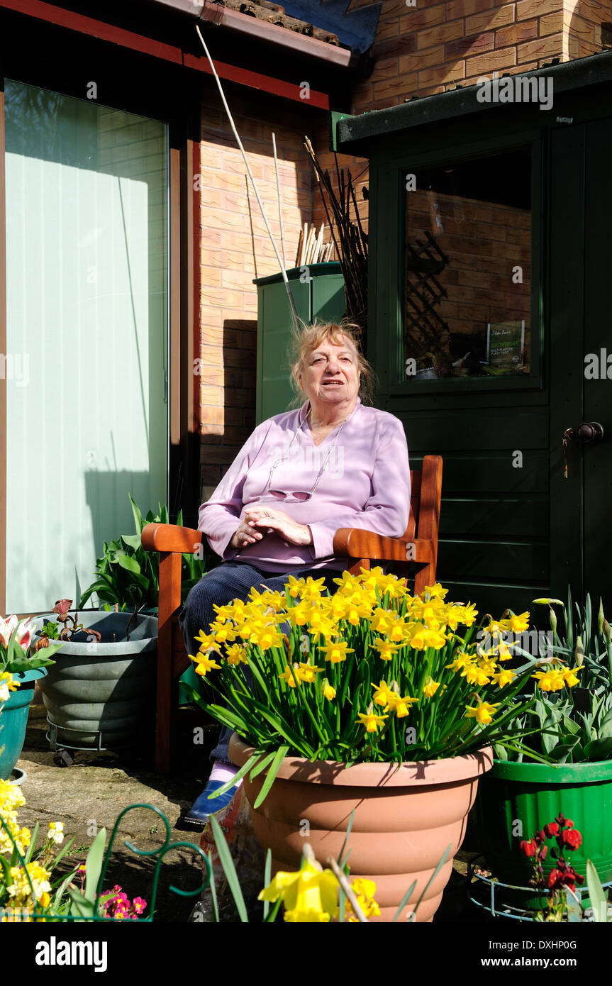 Elderly Lady Gardening In Early Spring Stock Photo - Alamy