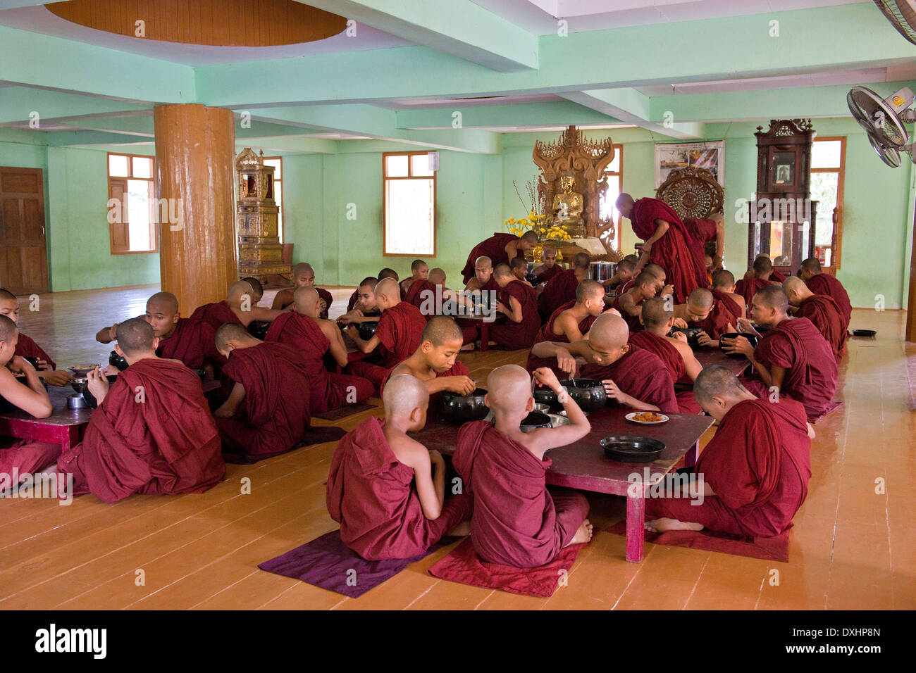 Myanmar, Mingun, daily life inside monastery Stock Photo - Alamy