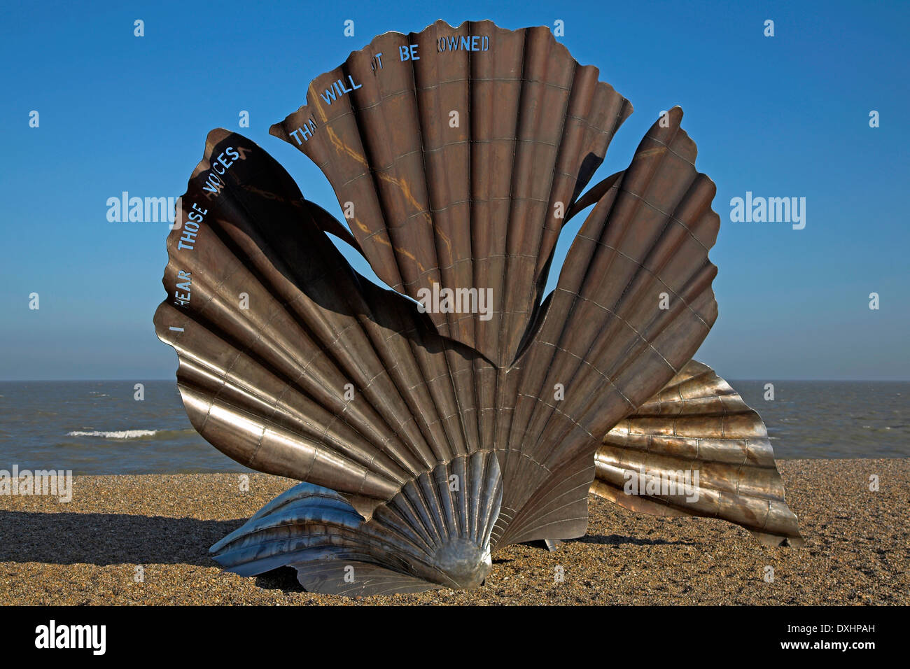 The Scallop shell sculpture by Maggi Hambling on shingle beach ...