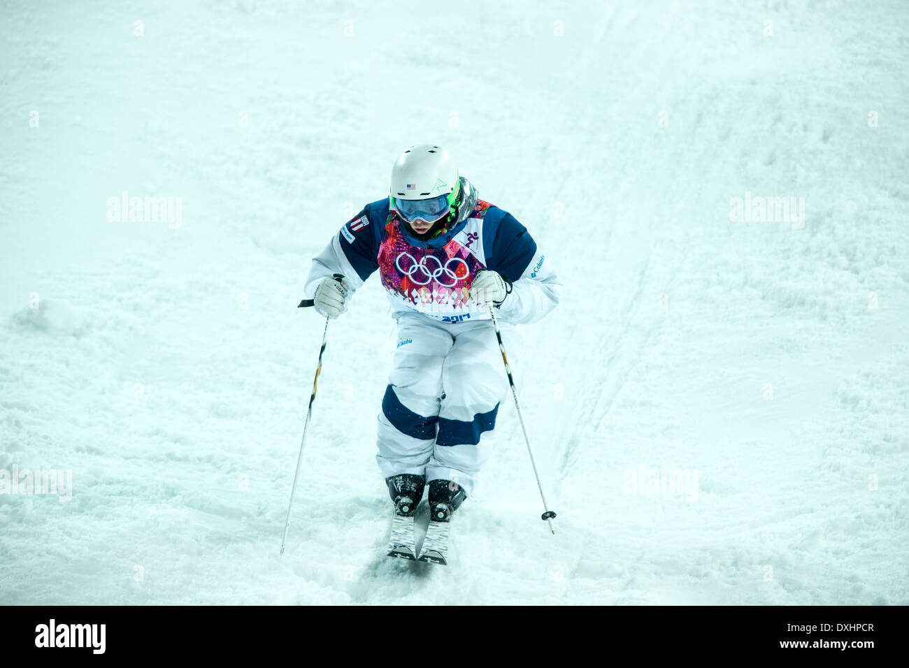Patrick Deneen (USA) freestyle skier competing in Men's Moguls at the ...