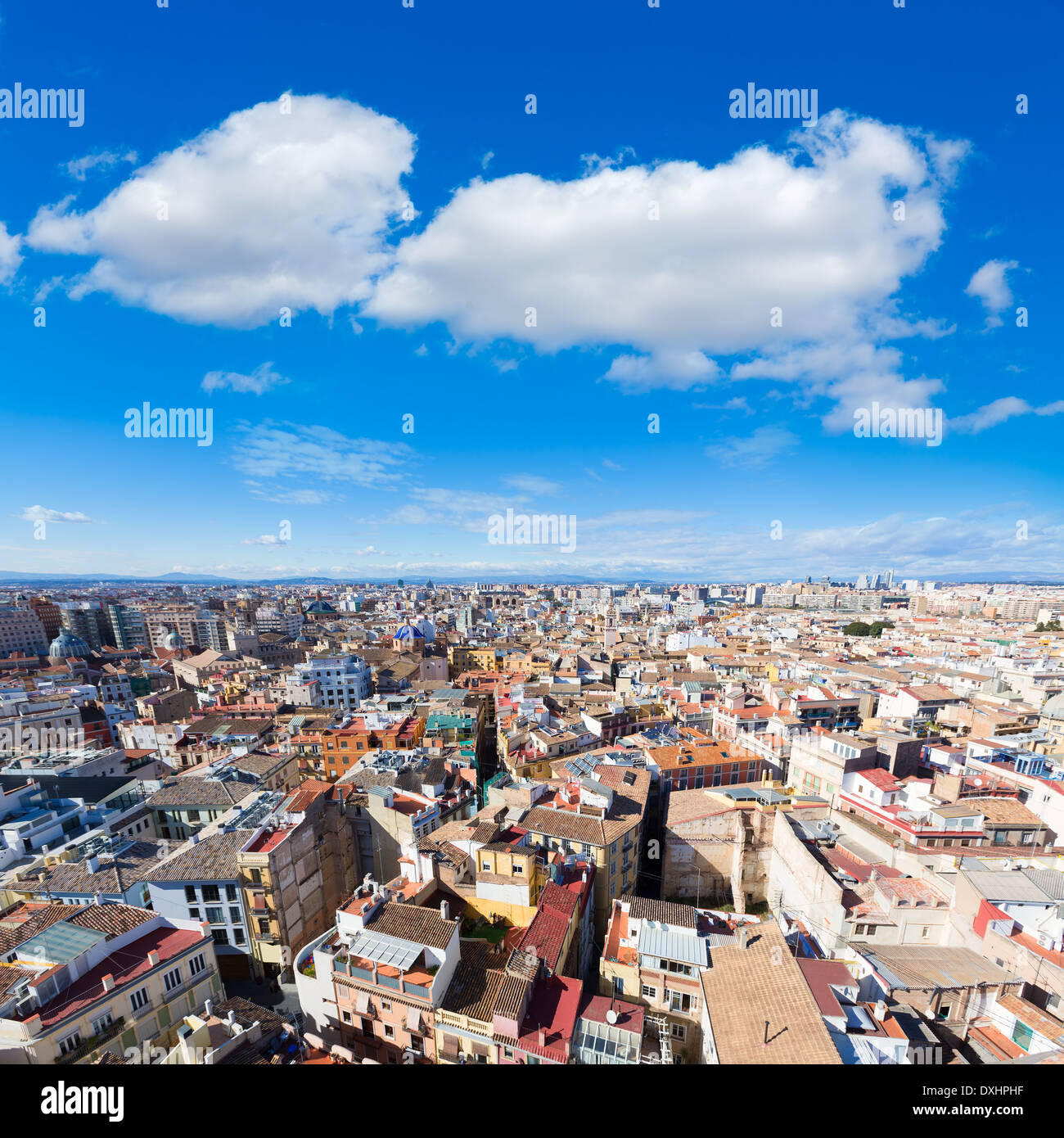 Valencia aerial skyline from el Miguelete tower of Spain Stock Photo ...