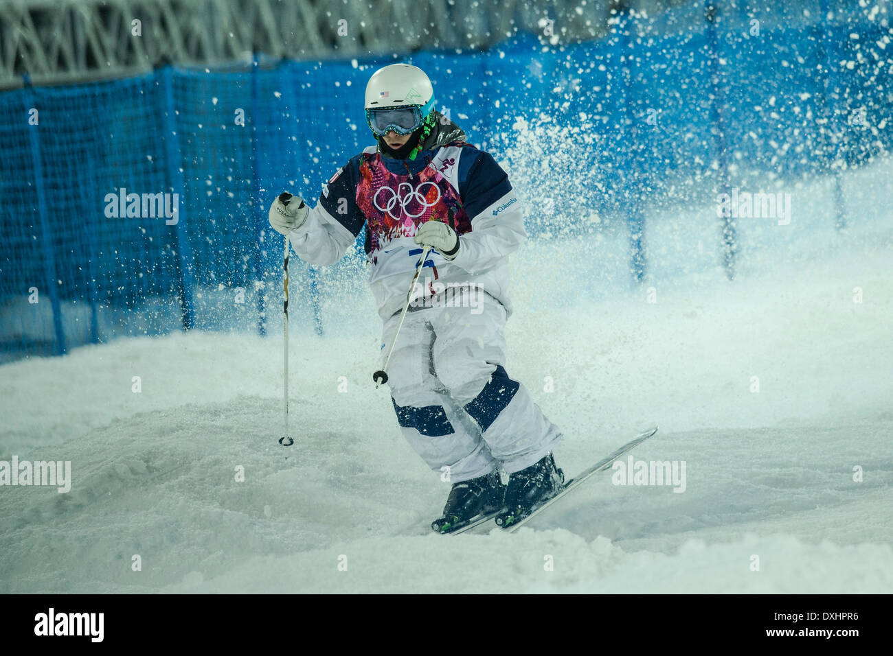 Patrick Deneen (USA) freestyle skier competing in Men's Moguls at the ...