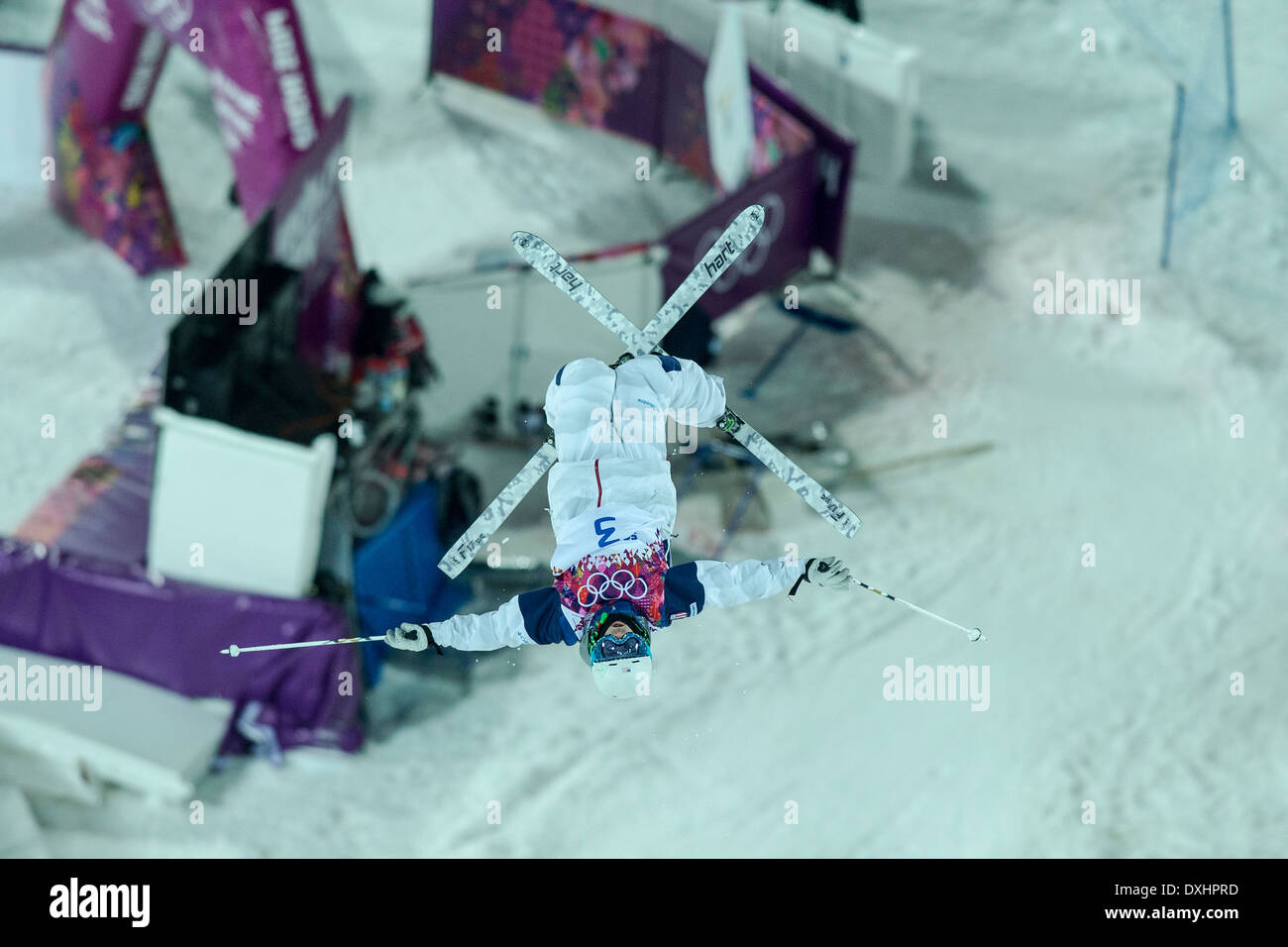 Patrick Deneen (USA) freestyle skier competing in Men's Moguls at the ...