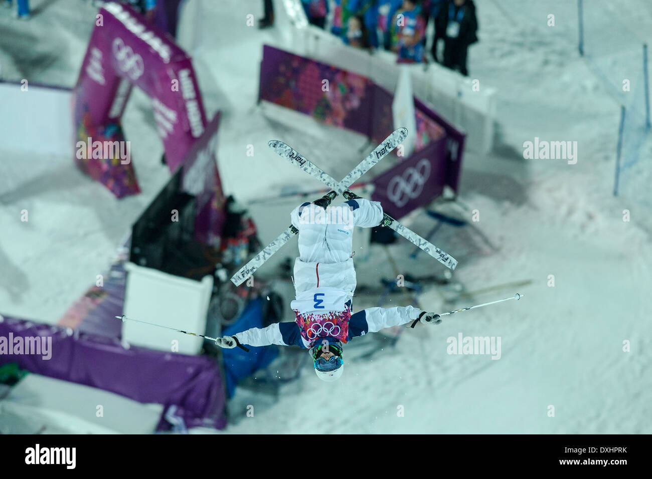 Patrick Deneen (USA) freestyle skier competing in Men's Moguls at the ...