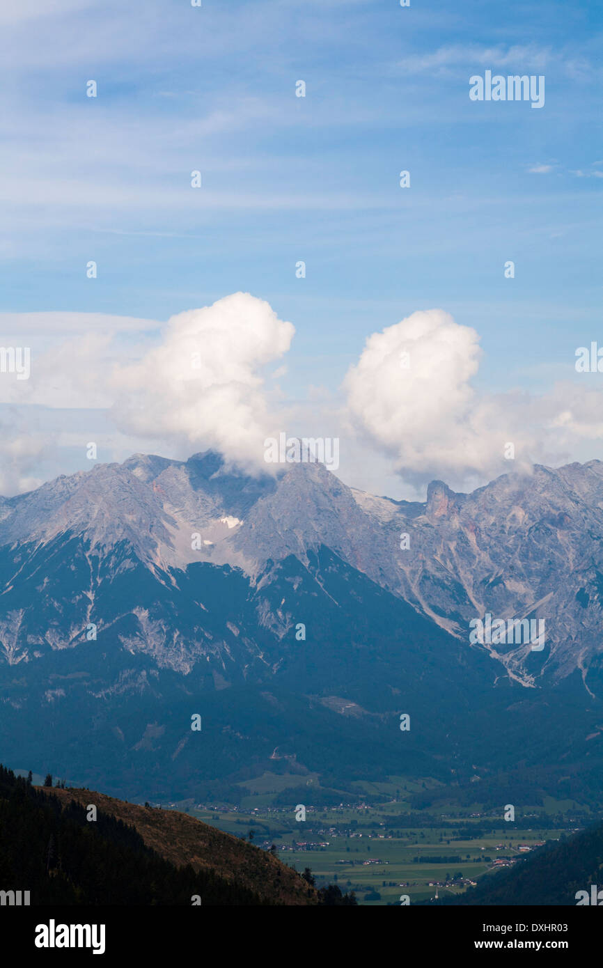 Cloud building beneath the summits of The Steineres Meer Alps above ...