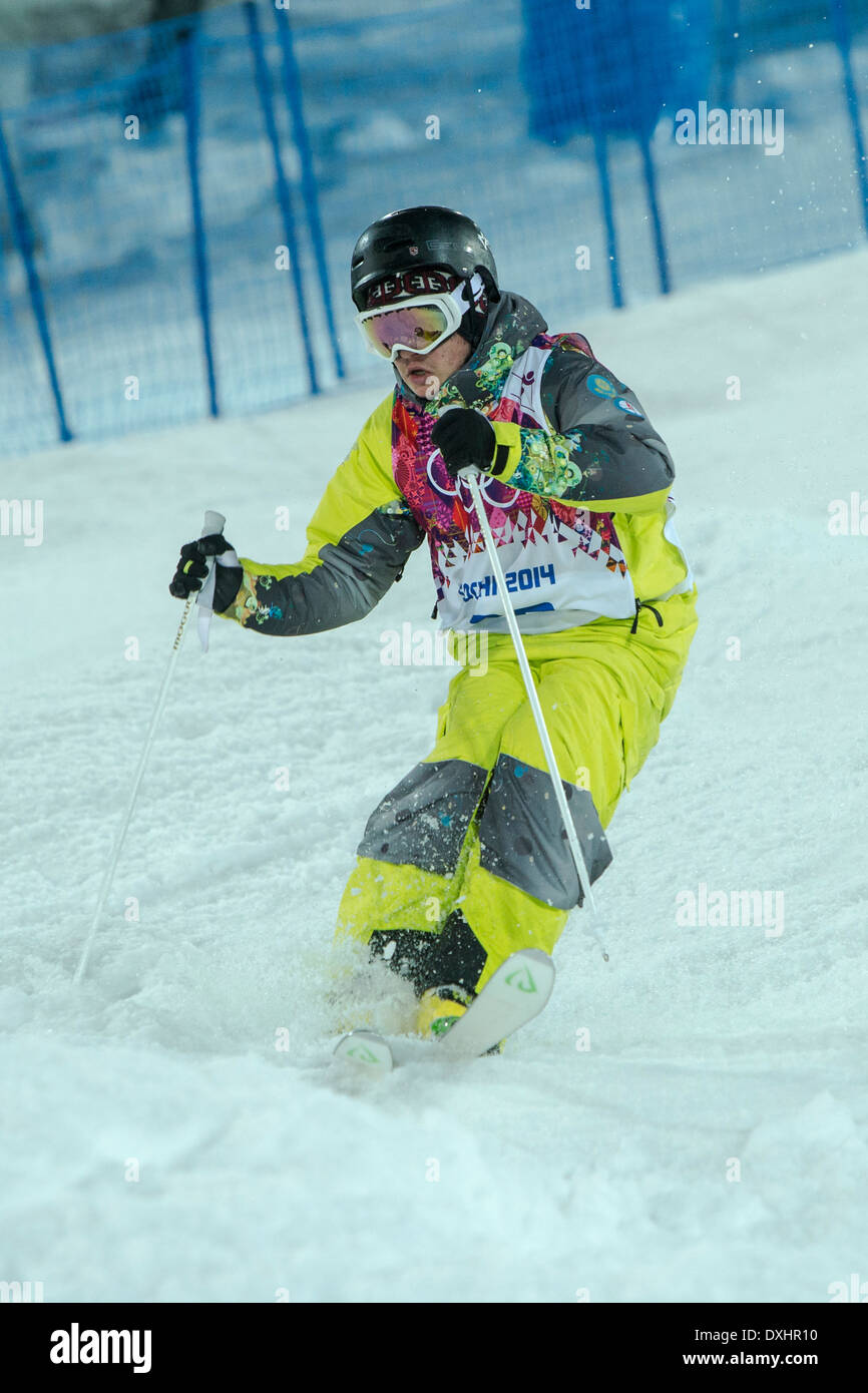 Pavel Kolmakov (KAZ) freestyle skier competing in Men's Moguls at the ...