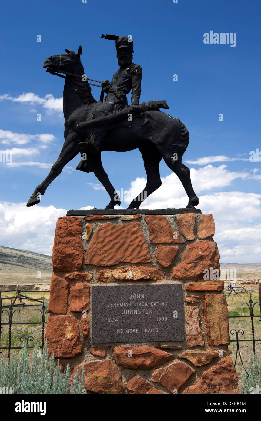 Old Trail Town, memorial statue of Jermiah "Liver Eating" Johnson Stock ...