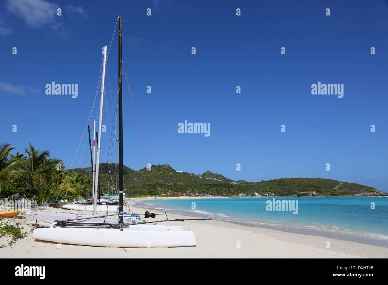 Sailboats on the beach on vacation in the Caribbean Stock Photo - Alamy