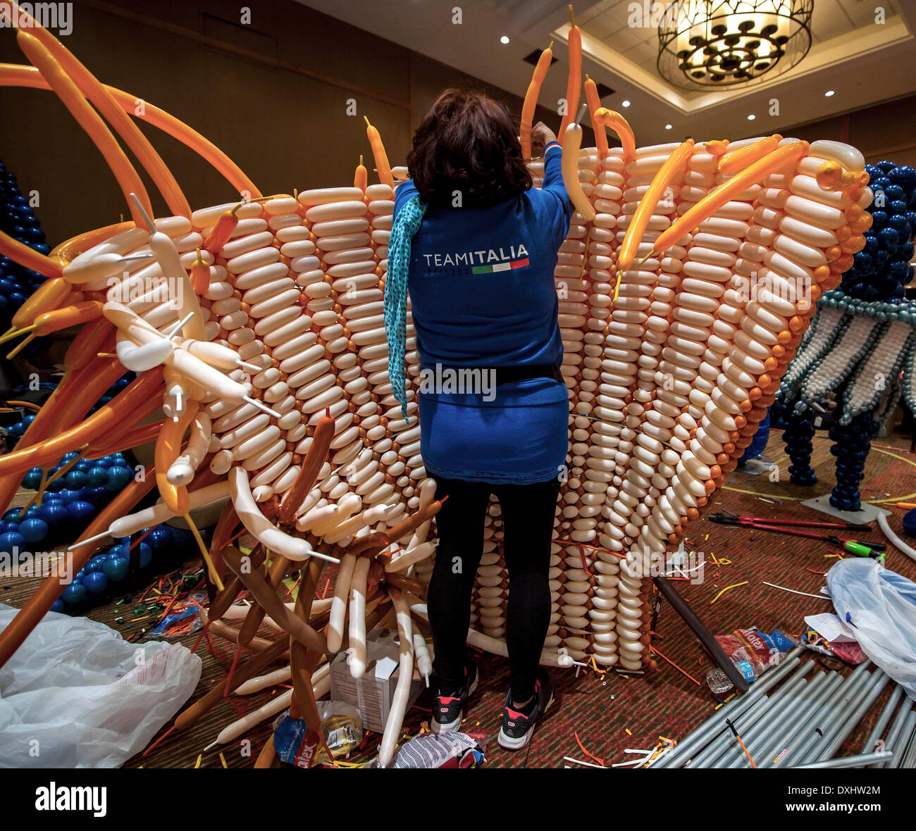 Denver, Colorado, USA. 26th Mar, 2014. A large sculpture is constructed ...
