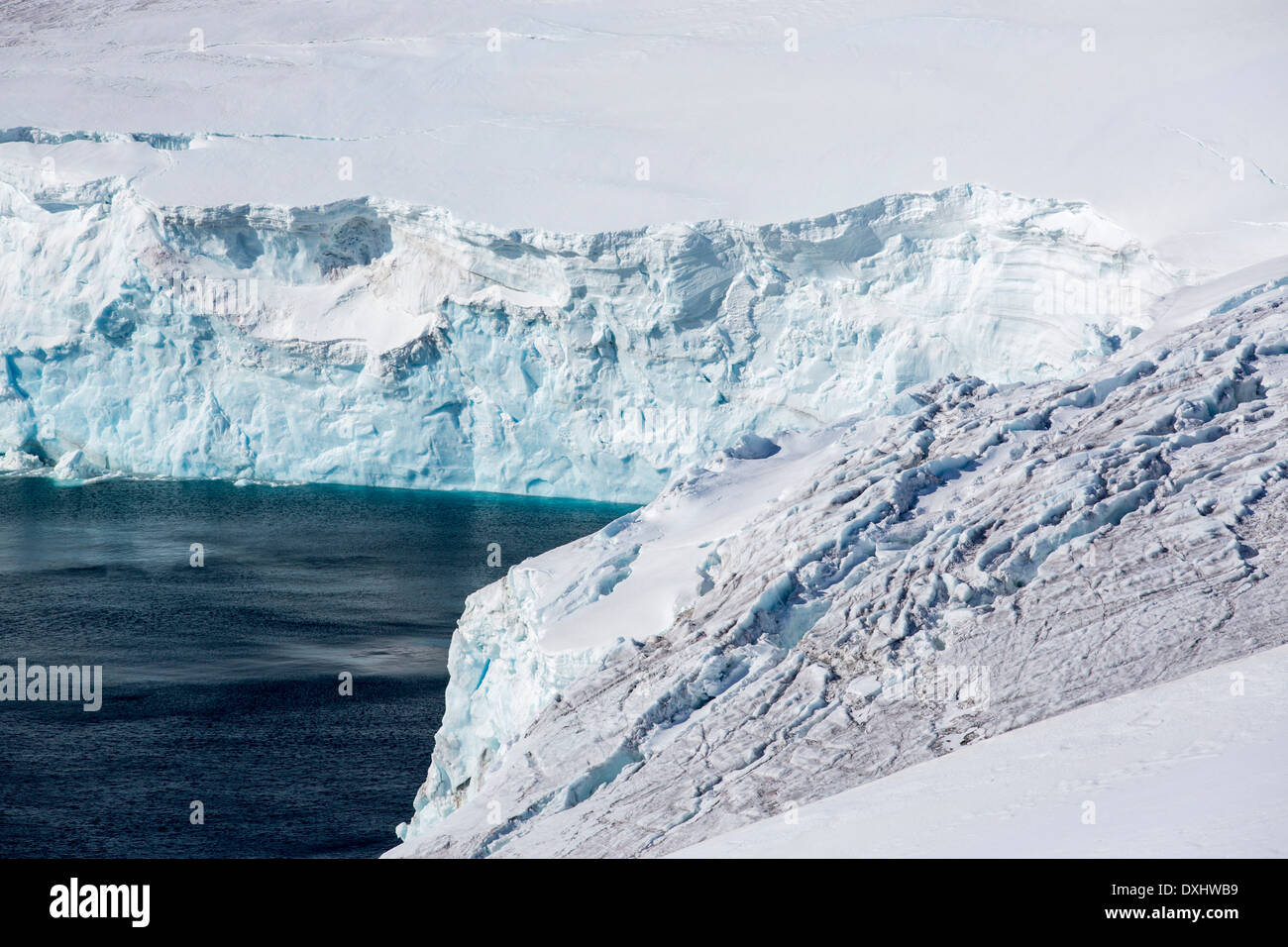 A receding glacier in Suspiros Bay on Joinville Island just off the ...