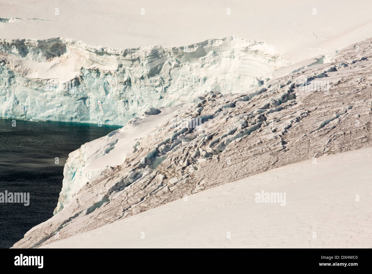 A receding glacier in Suspiros Bay on Joinville Island just off the ...
