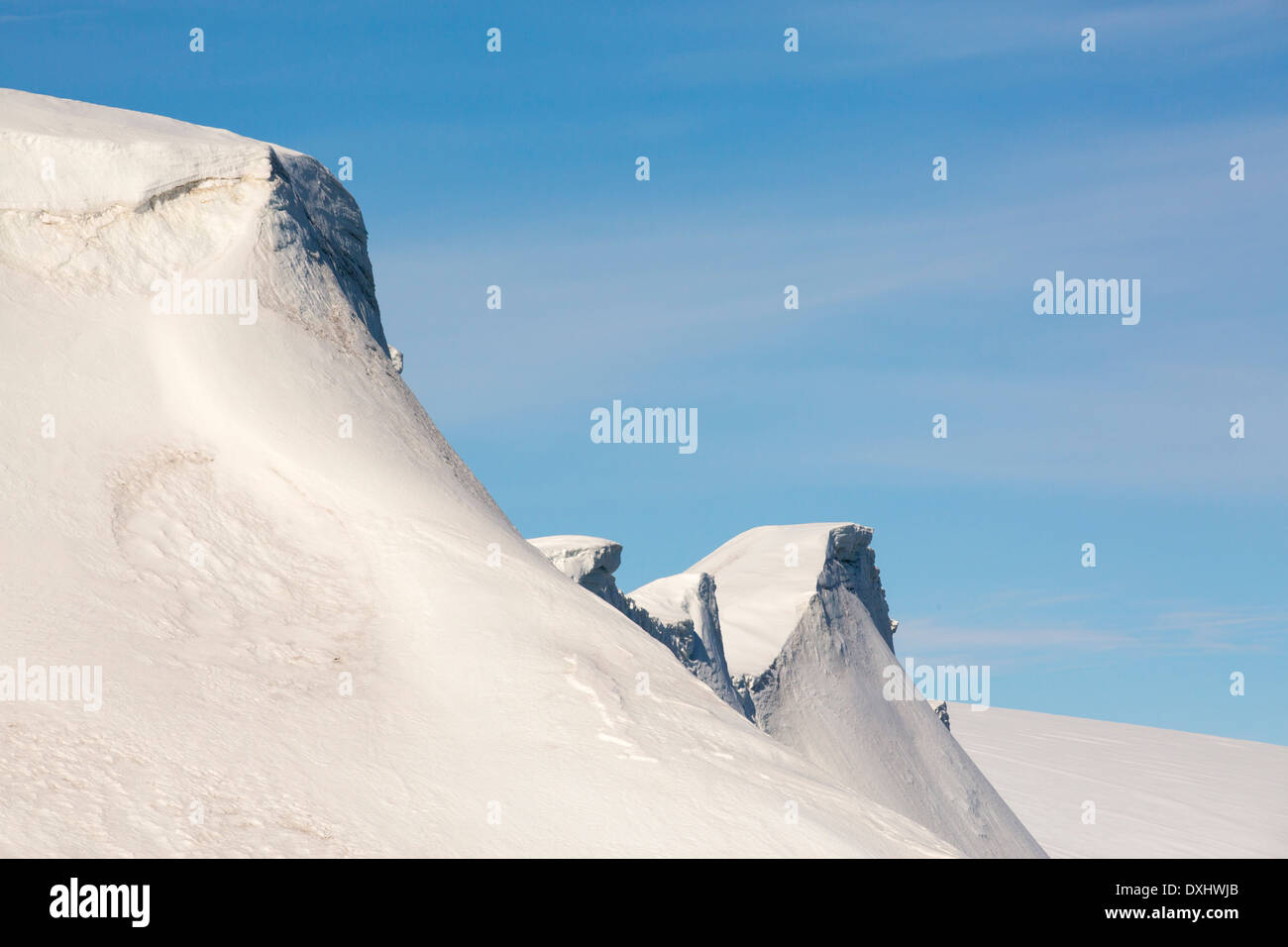 Mountain peaks on Joinville Island just off the Antarctic Peninsular ...