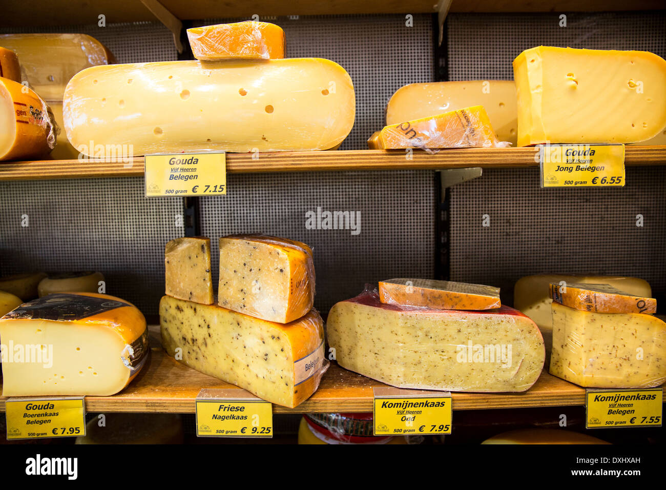 Cheese on display in a cheese shop in Amsterdam Stock Photo - Alamy