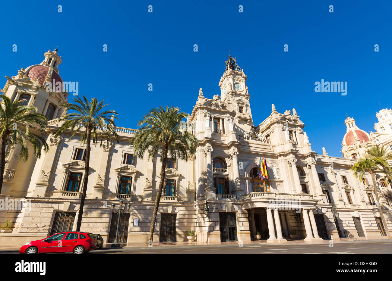 Valencia Ayuntamiento city town hall building and square in Spain Stock ...