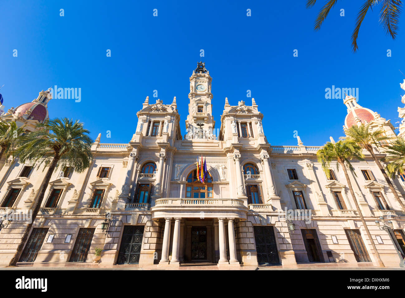 Valencia Ayuntamiento city town hall building and square in Spain Stock ...
