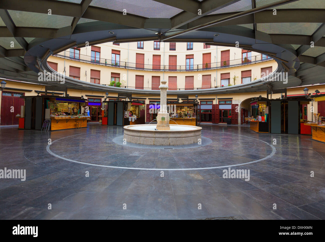 Valencia Plaza Redonda is a round square in old downtown at Spain Stock ...