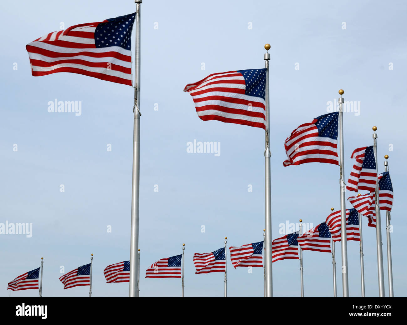 American flags at the base of the washington monument hi-res stock ...