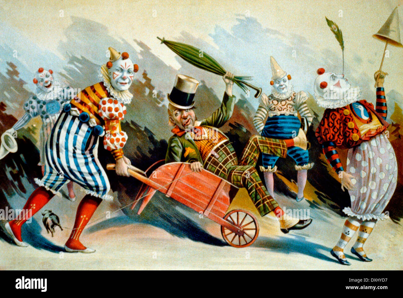 5 Circus Clowns, circa 1890 Stock Photo - Alamy