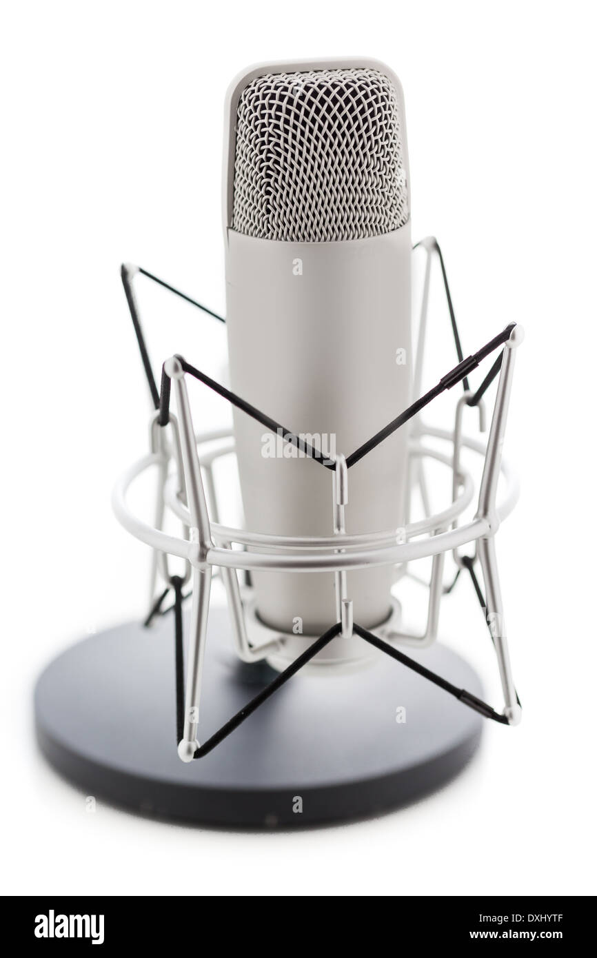Studio microphone for recording podcasts on a white background Stock ...