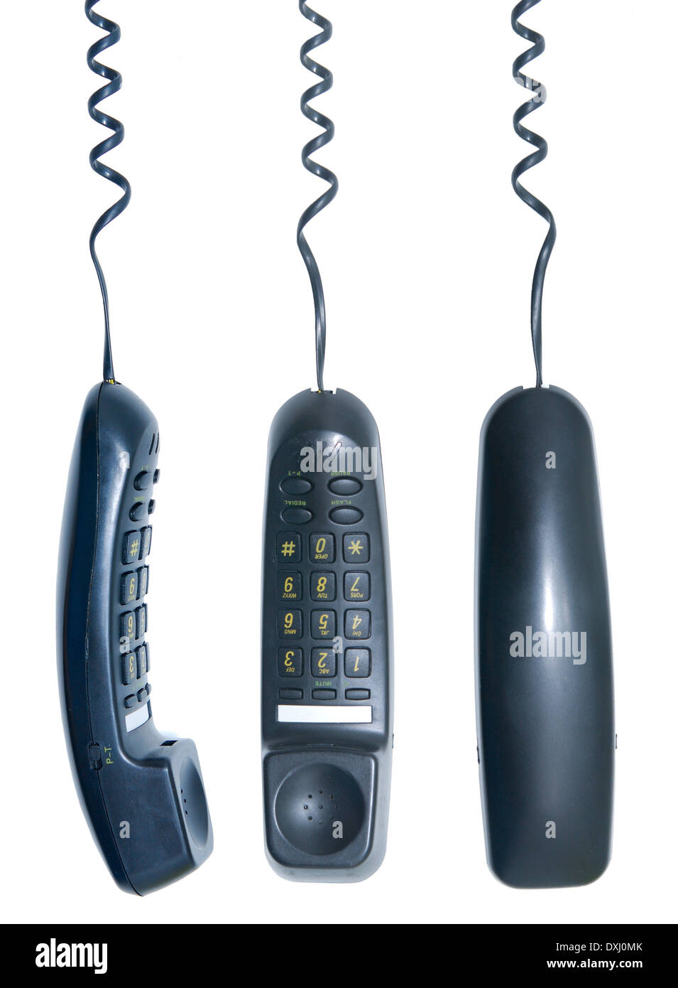 black telephone receivers isolated on white Stock Photo - Alamy