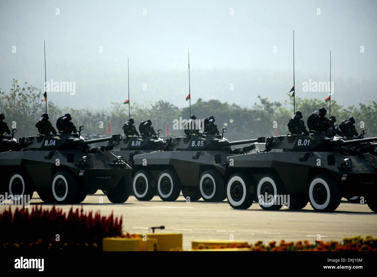 Nay Pyi Taw, Myanmar. 27th Mar, 2014. The military's armoured vehicles ...