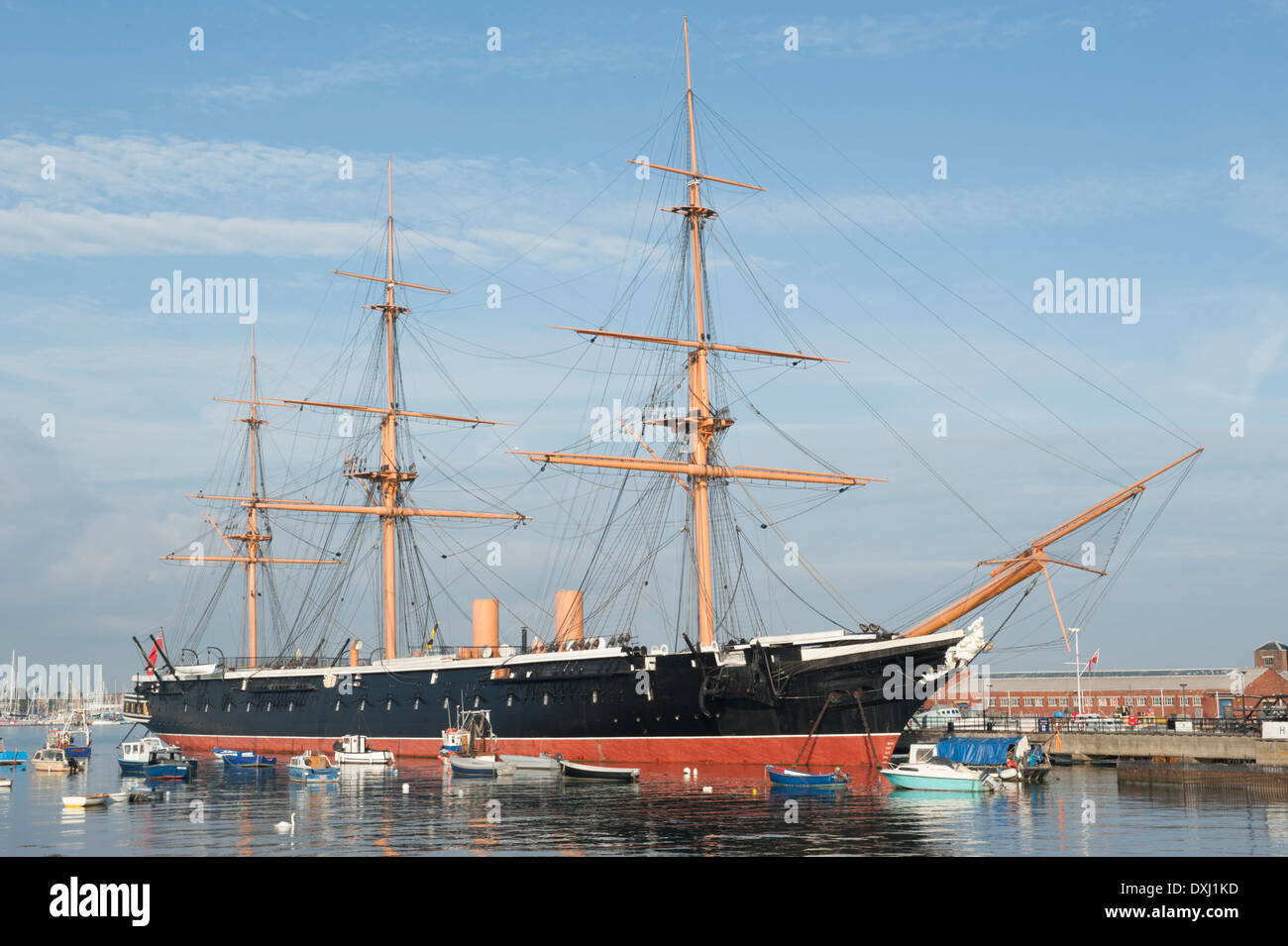 HMS Warrior and fishing boats in Portsmouth harbour Stock Photo - Alamy