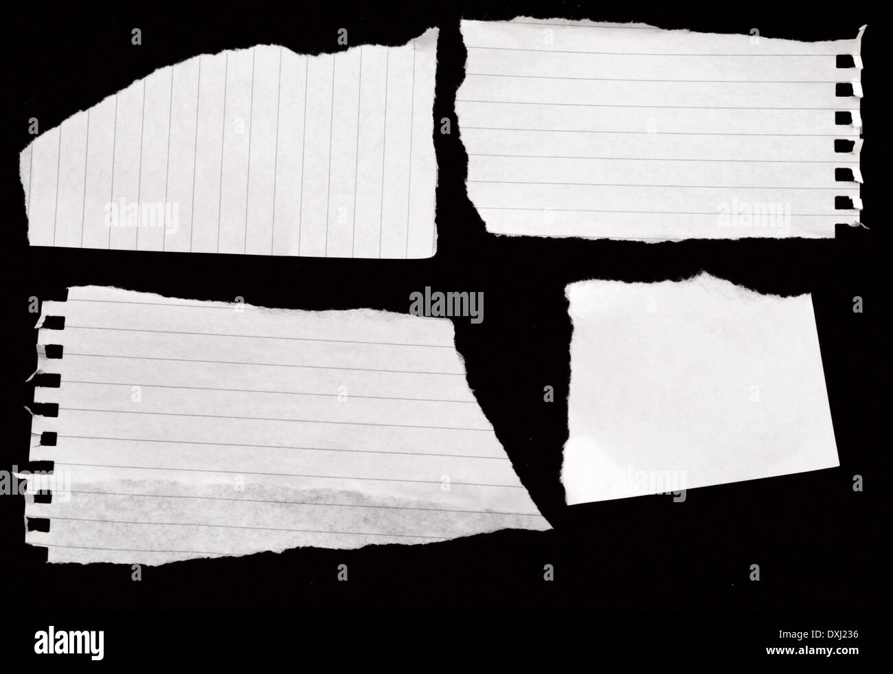 set of papers on black background Stock Photo - Alamy